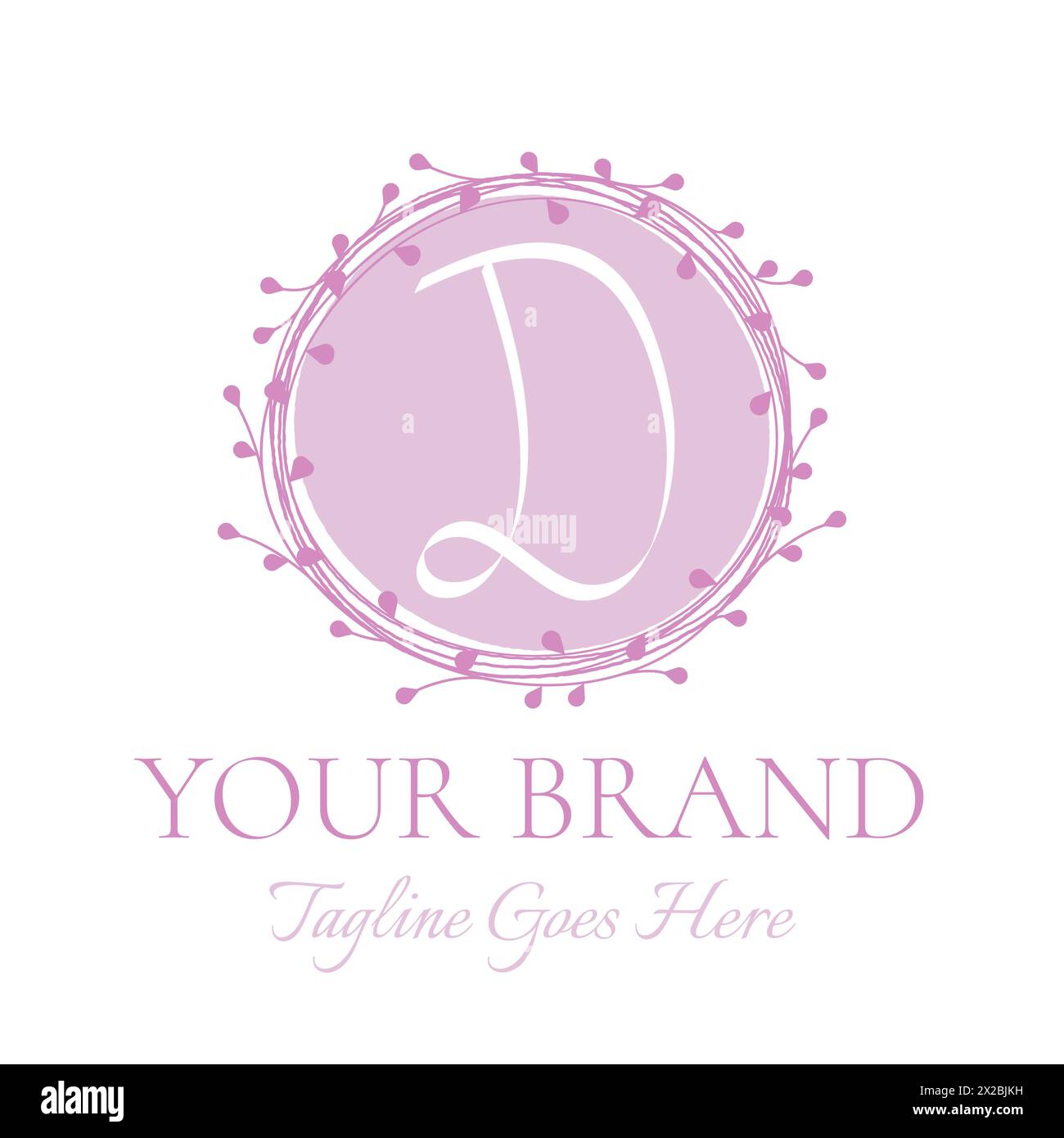 D Letter Pink Round Floral Logo Stock Vector Image & Art - Alamy