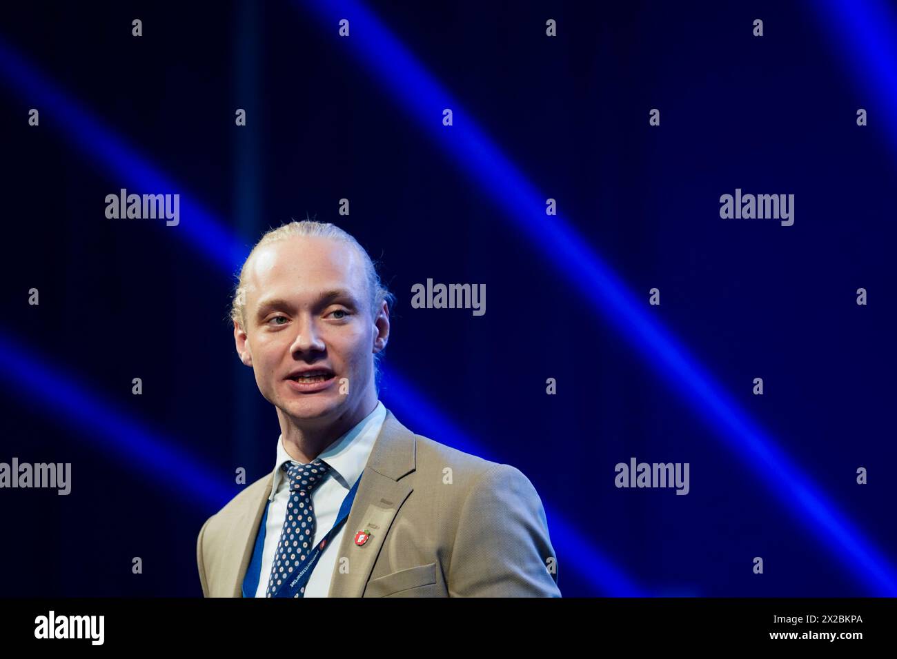 Gardermoen 20240421.Simen Velle at the National meeting of the Progress ...