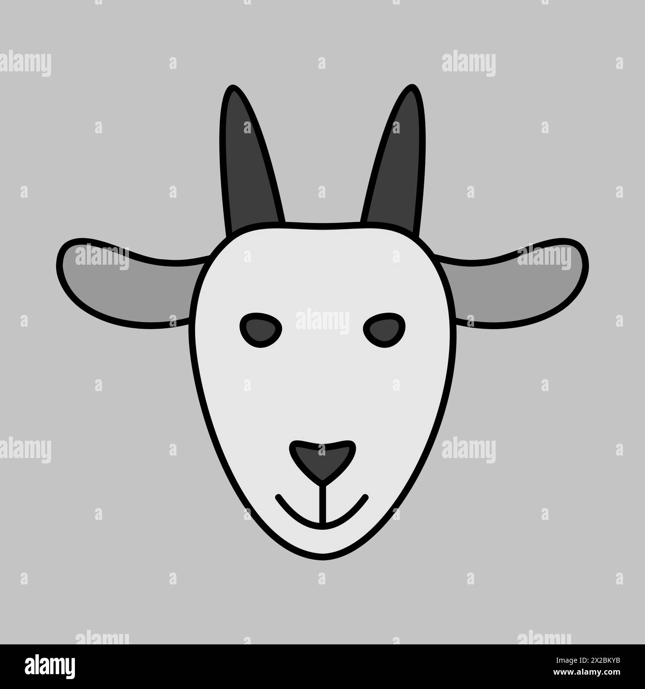 Goat grayscale icon. Farm animal vector illustration. Agriculture sign ...