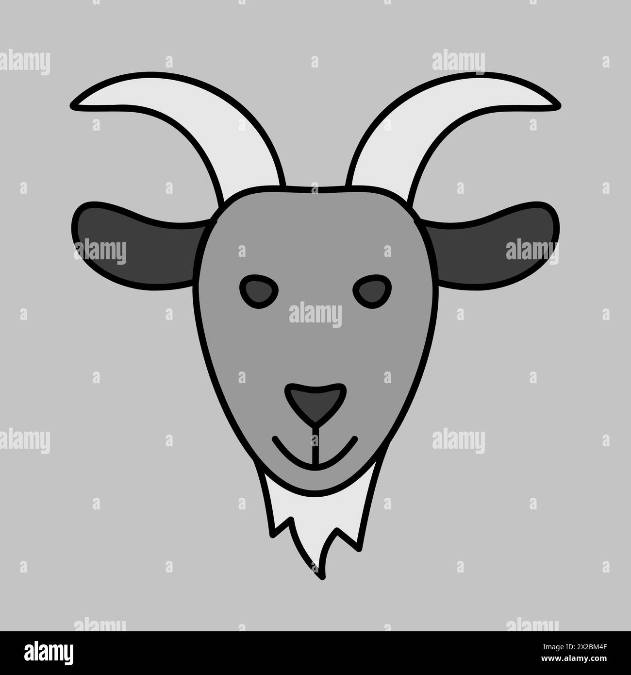 Goat grayscale icon. Farm animal vector illustration. Agriculture sign ...