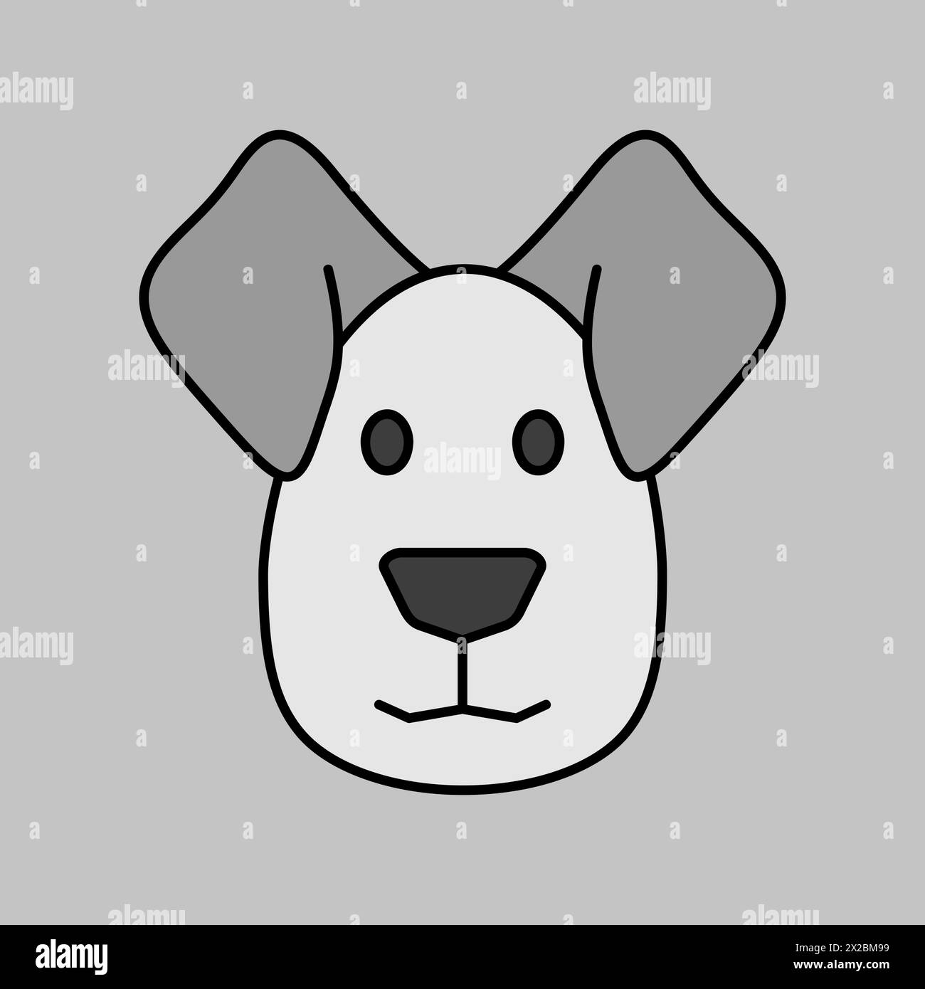 Dog grayscale icon. Farm animal vector illustration. Agriculture sign ...