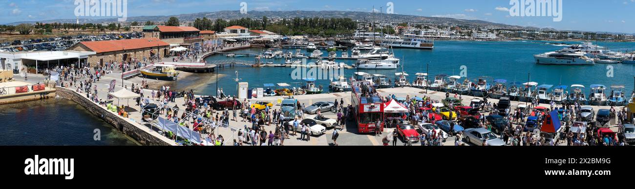 General view of the Paphos Classic Vehicle Club Harbour show, Paphos ...