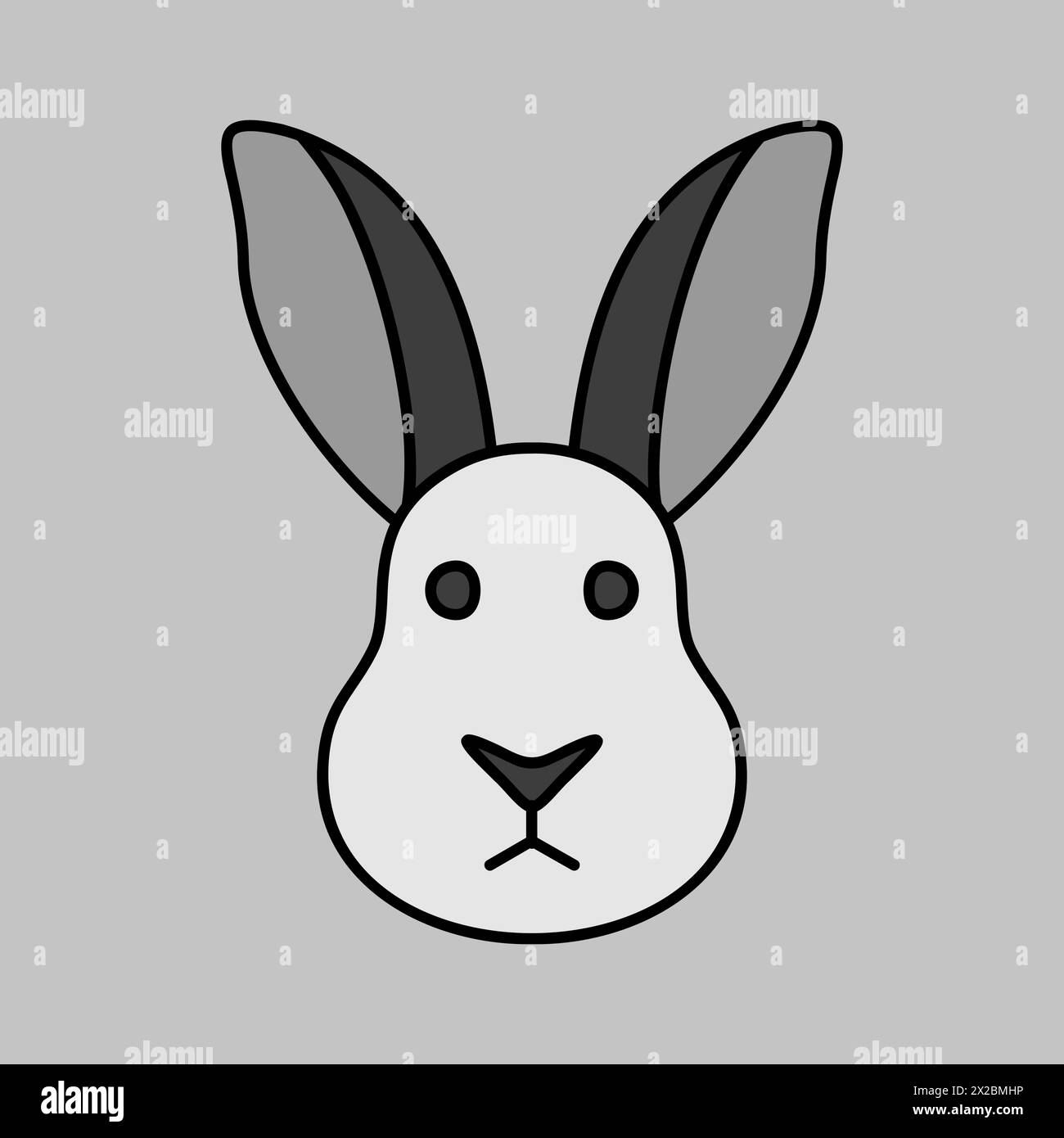 Rabbit grayscale icon. Farm animal vector illustration. Agriculture ...