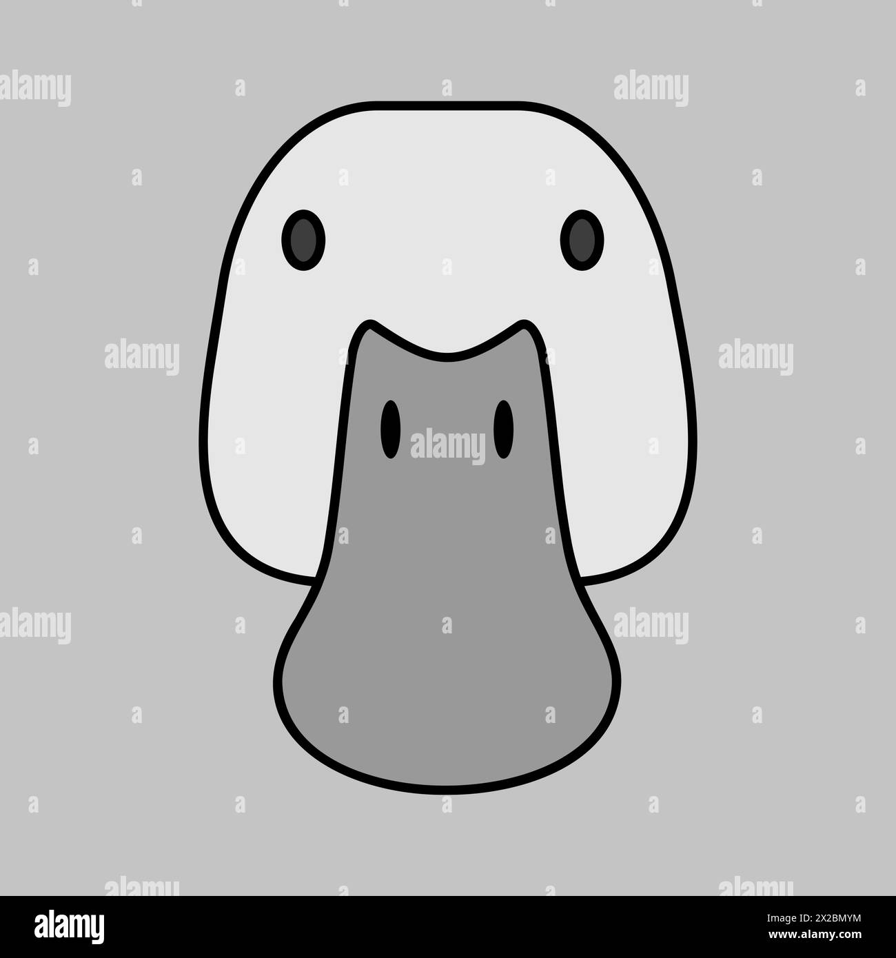 Duck grayscale icon. Farm animal vector illustration. Agriculture sign ...