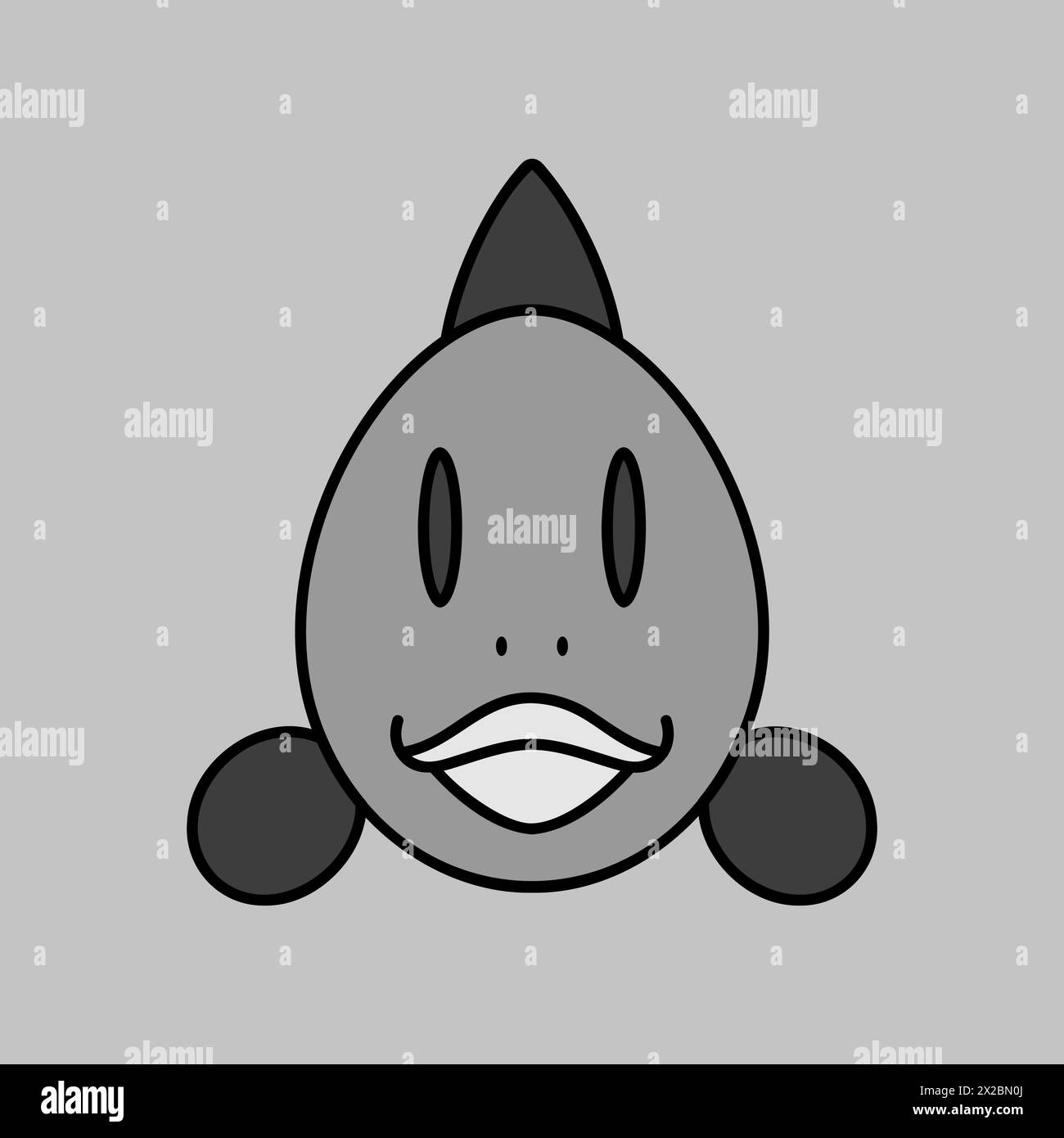 Fish grayscale icon. Animal head vector illustration. Agriculture sign ...