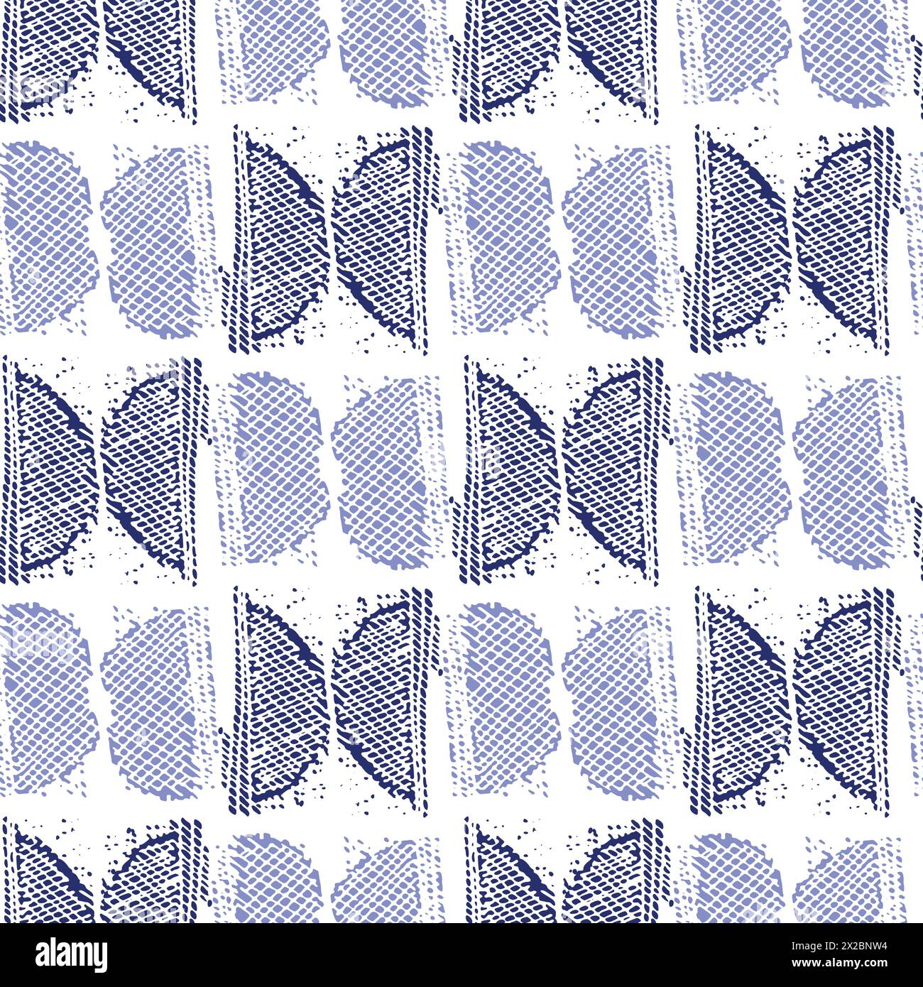 Indigo blue Japanese dot block print effect pattern. Seamless hand made ...