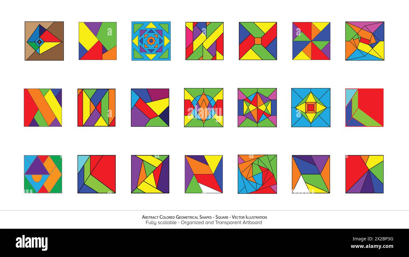 Abstract Colored Square Geometric Shapes - Vector Illustration Stock ...