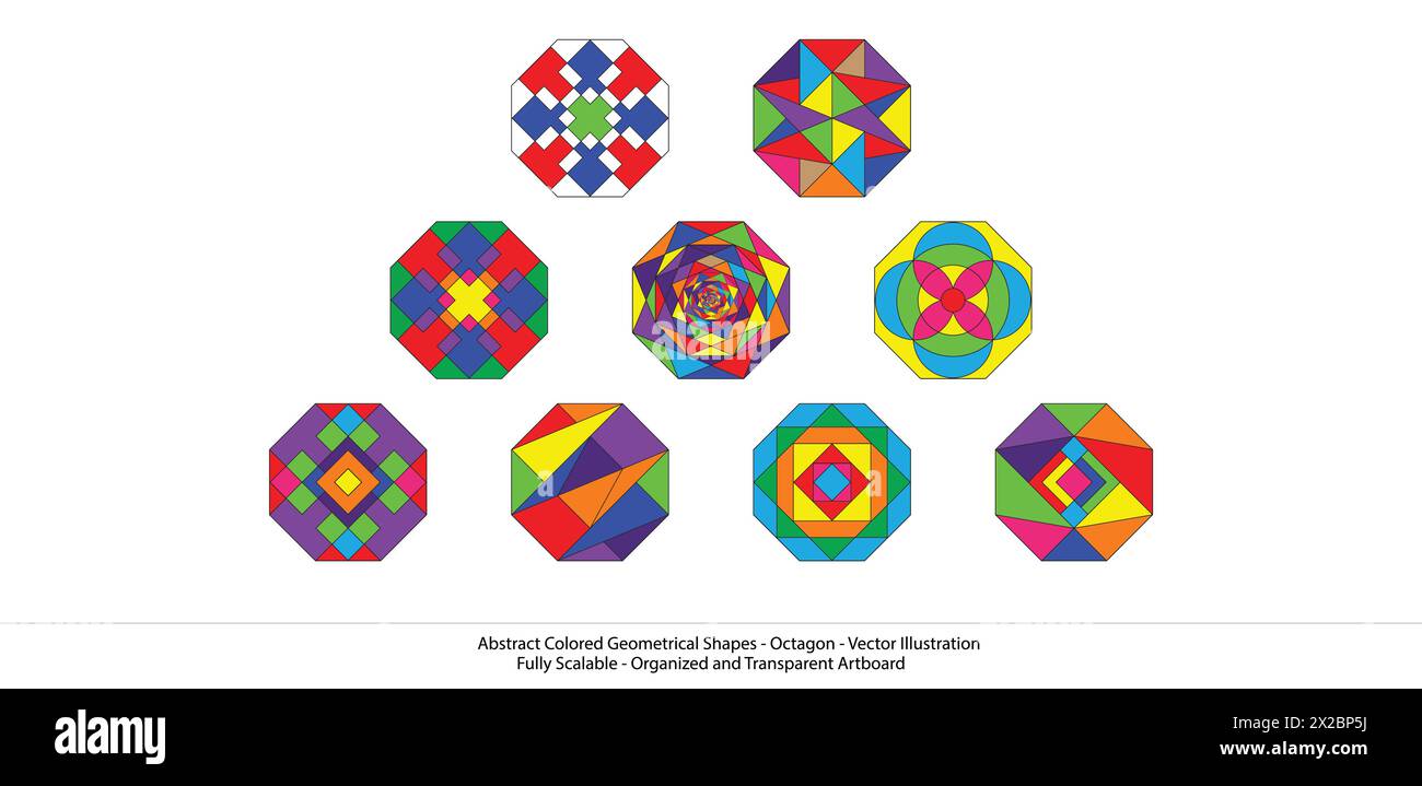 Abstract Colored Octagonal Geometric Shapes - Vector Illustration Stock ...