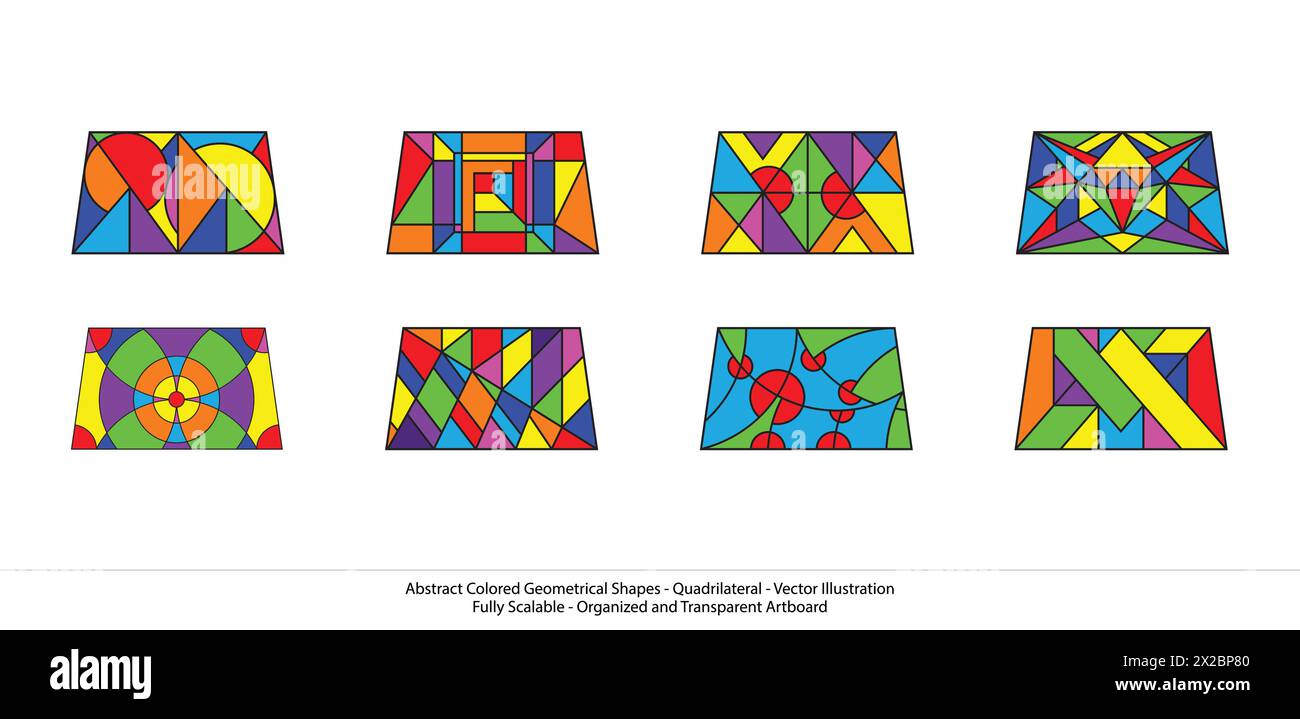 Abstract Colored Quadrilateral Geometric Shapes - Vector Illustration ...