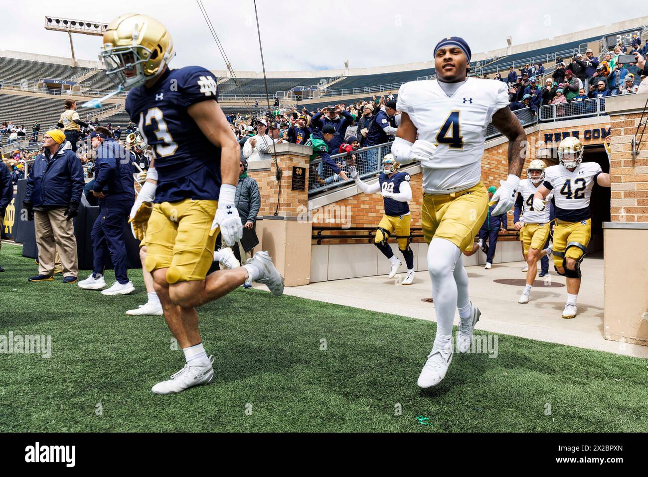 April 20, 2024: Notre Dame defensive back Ben Minich (13) and Notre ...