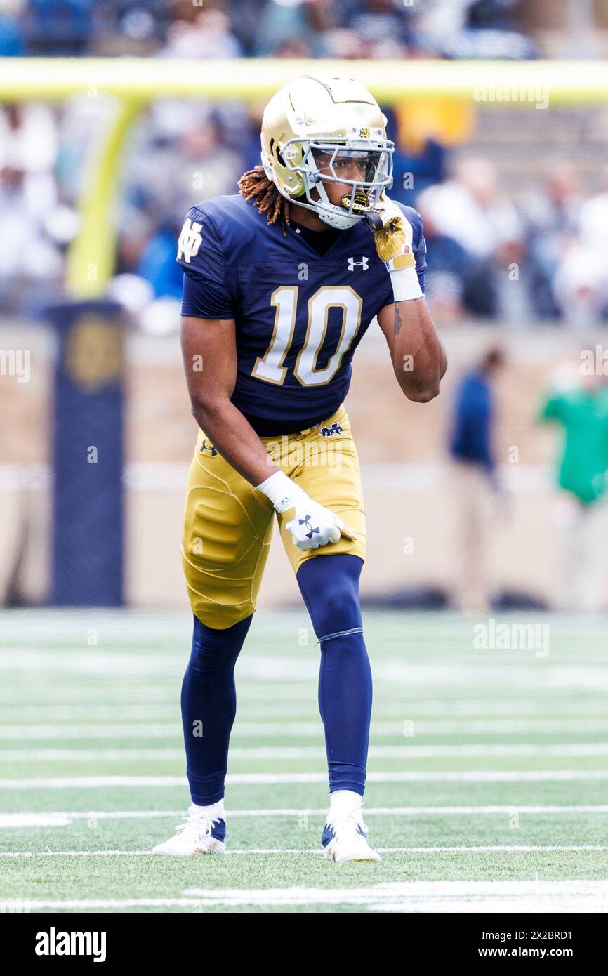 South Bend, Indiana, USA. 20th Apr, 2024. Notre Dame wide receiver Kris ...