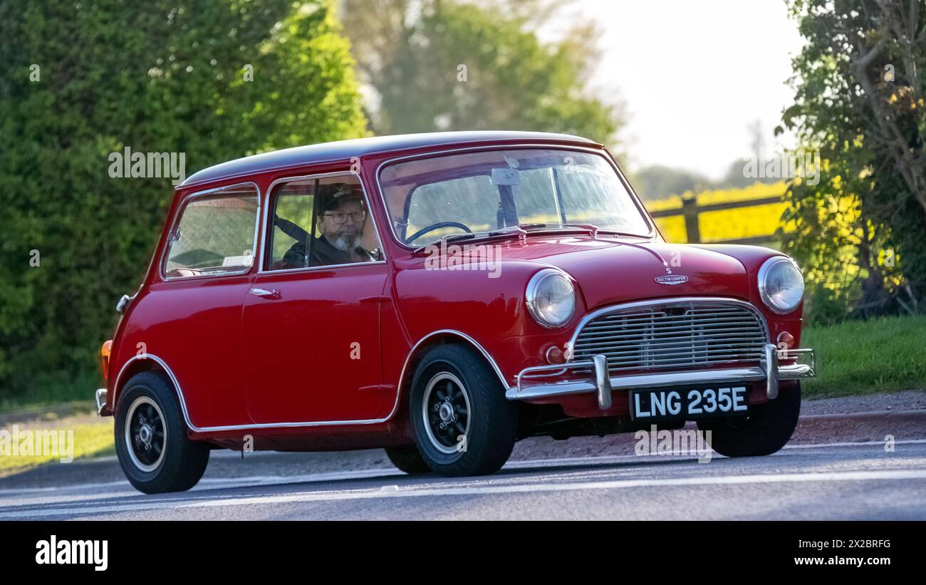 Bicester,UK- Apr 21st2024: 1967bred Mini Cooper S classic car driving ...