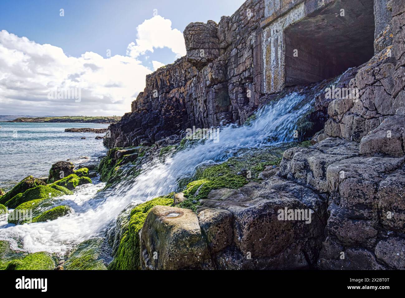 River Outlet, Moelfre Beach, Moelfre, Anglsey, North Wales Stock Photo ...