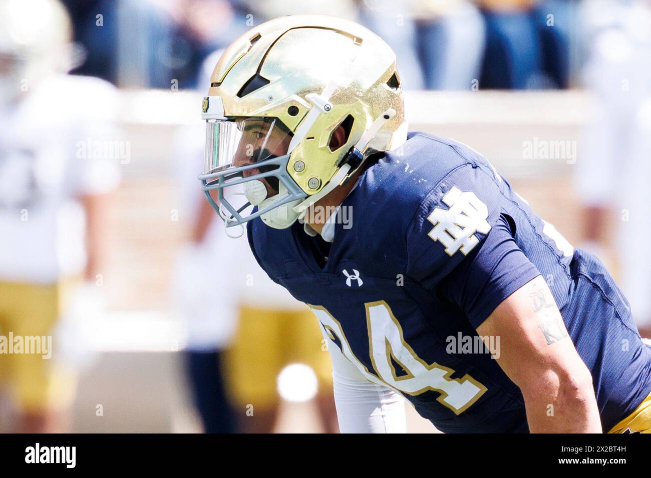 South Bend, Indiana, USA. 20th Apr, 2024. Notre Dame linebacker Drayk ...