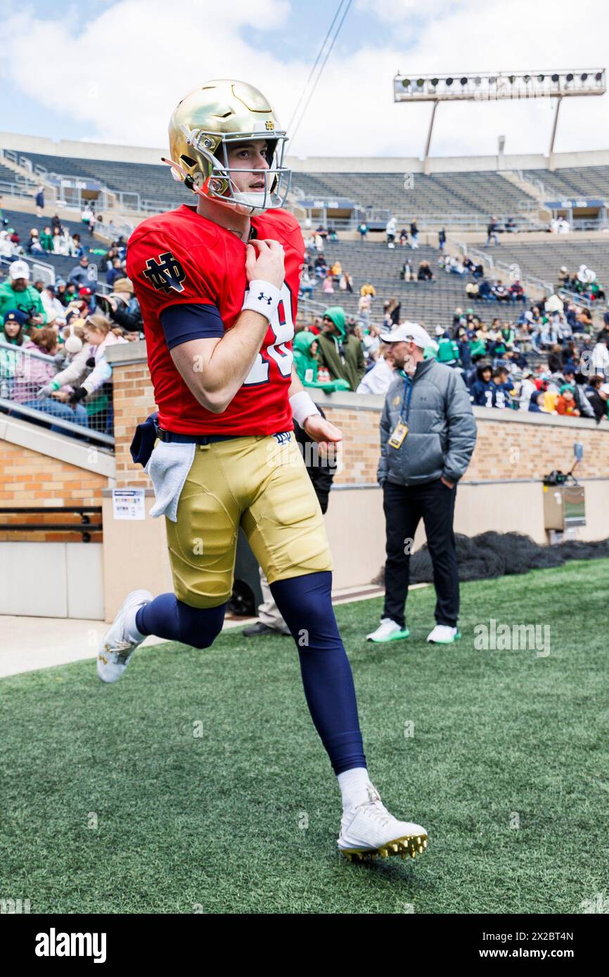 South Bend, Indiana, USA. 20th Apr, 2024. Notre Dame quarterback Steve ...