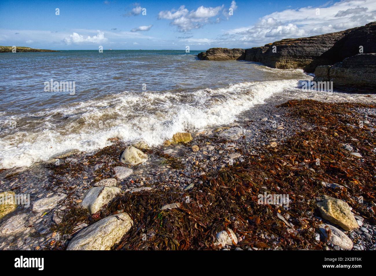 Fisherman's Cottages Beach, Moelfre, Anglesey, North Wales Stock Photo ...