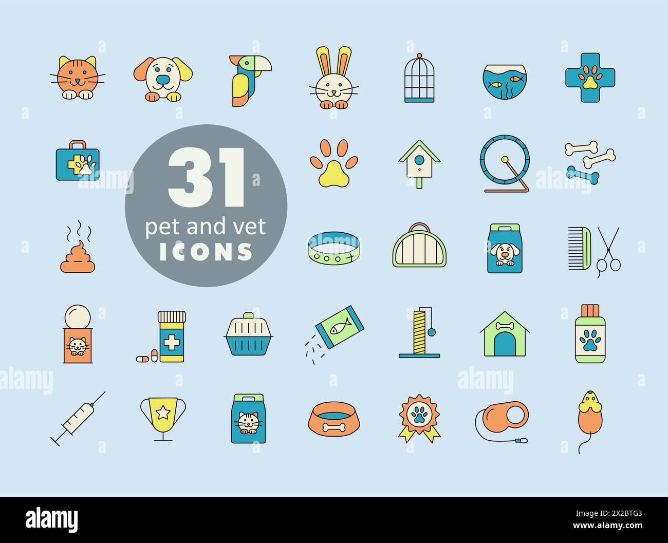 Pet and vet vector icon set. Graph symbol for pet and veterinary web ...