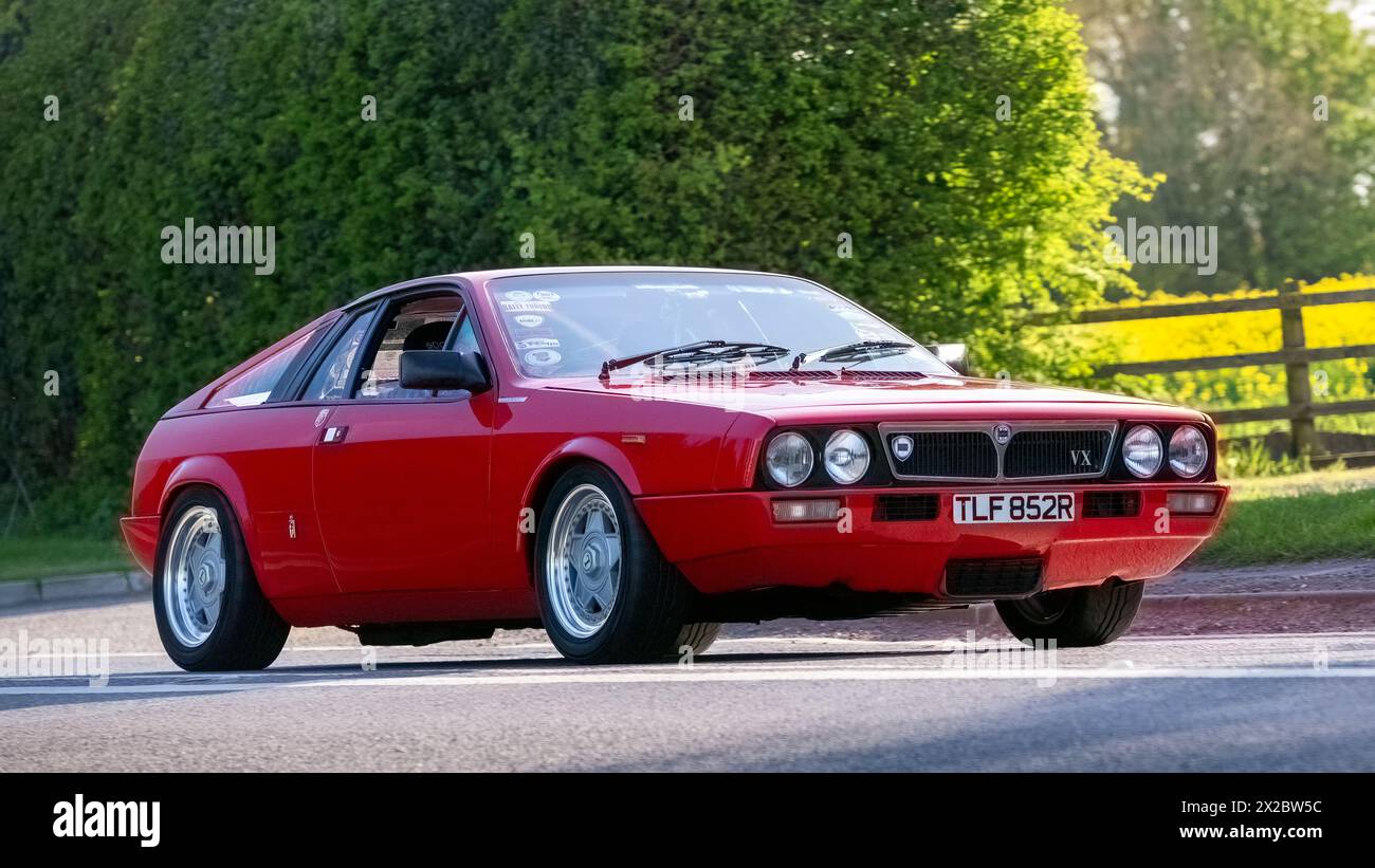 Bicester,UK- Apr 21st2024: 1976 red Lancia Beta Moncarlo classic car ...