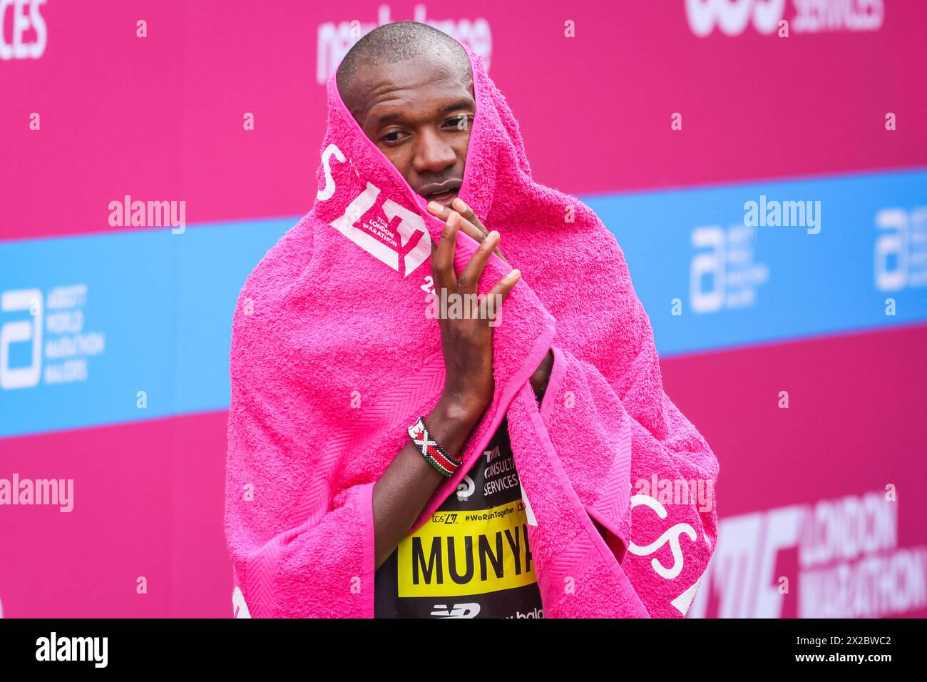London, UK. 21st Apr, 2024. Men's race winner London, Men's race winner ...