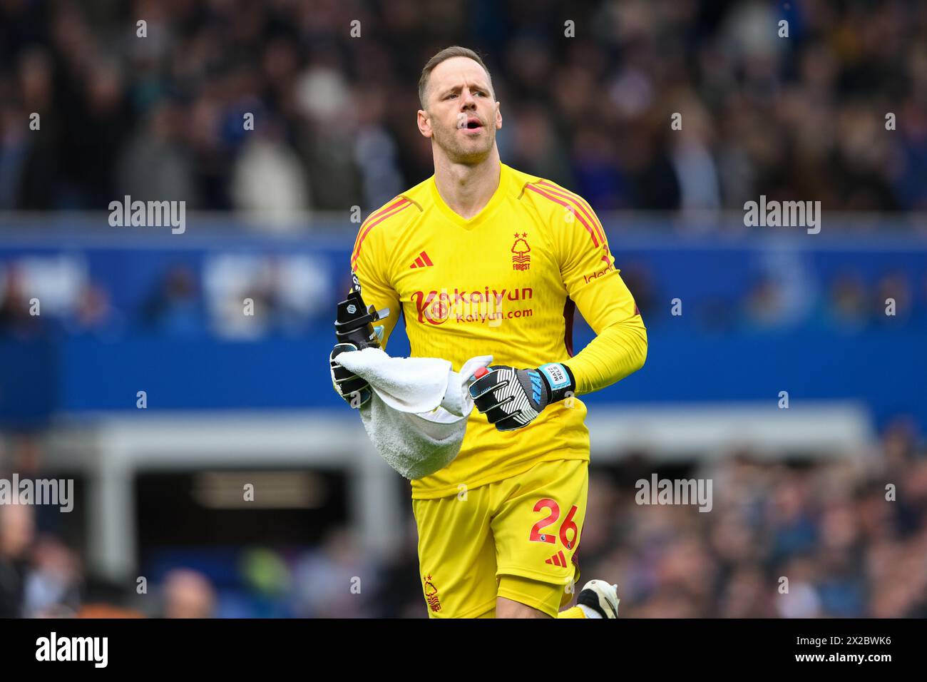 Goodison Park, Liverpool on Sunday 21st April 2024. Matz Sels ...