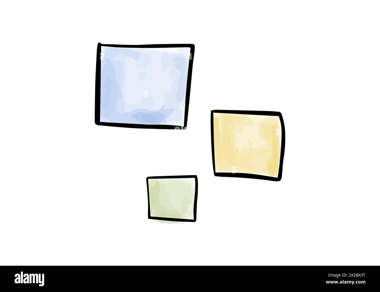 Watercolor doodle element. Colored squares, vector illustration Stock ...