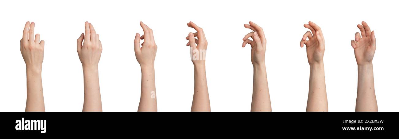 Female hand gestures. Rotation, spinning motion. White background ...