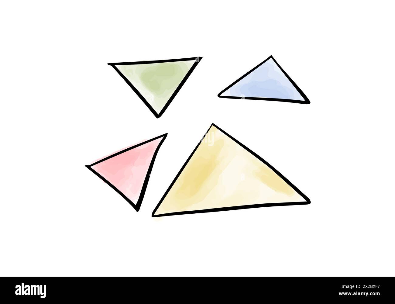 Watercolor doodle element. Colored triangles, vector illustration Stock ...