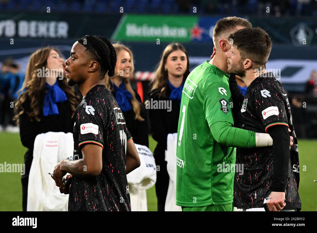 ROTTERDAM - Jasper Cillessen and Lasse Schone after the lost TOTO KNVB ...
