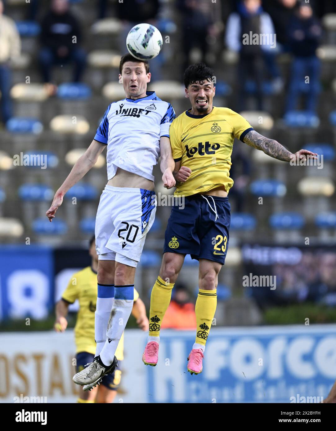 Brussels, Belgium. 21st Apr, 2024. Club's Hans Vanaken and Union's ...