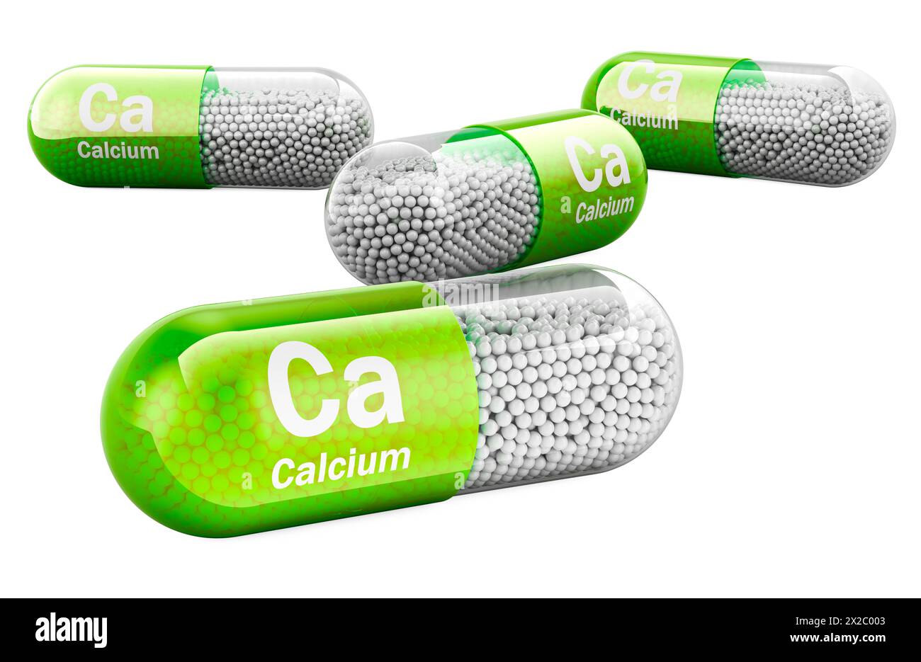 Capsules with Calcium Ca, 3D rendering isolated on white background ...