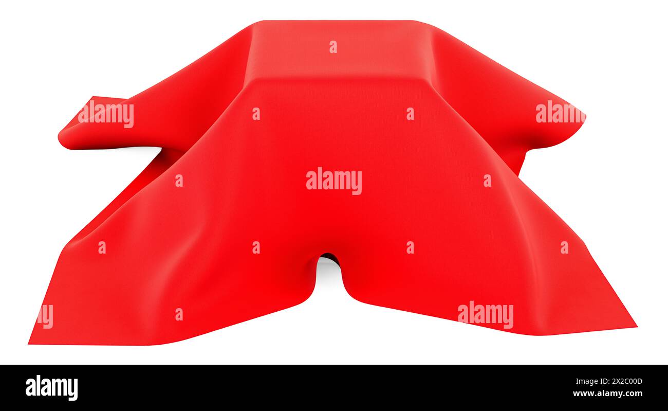 Cube covered red fabric, 3D rendering isolated on white background ...