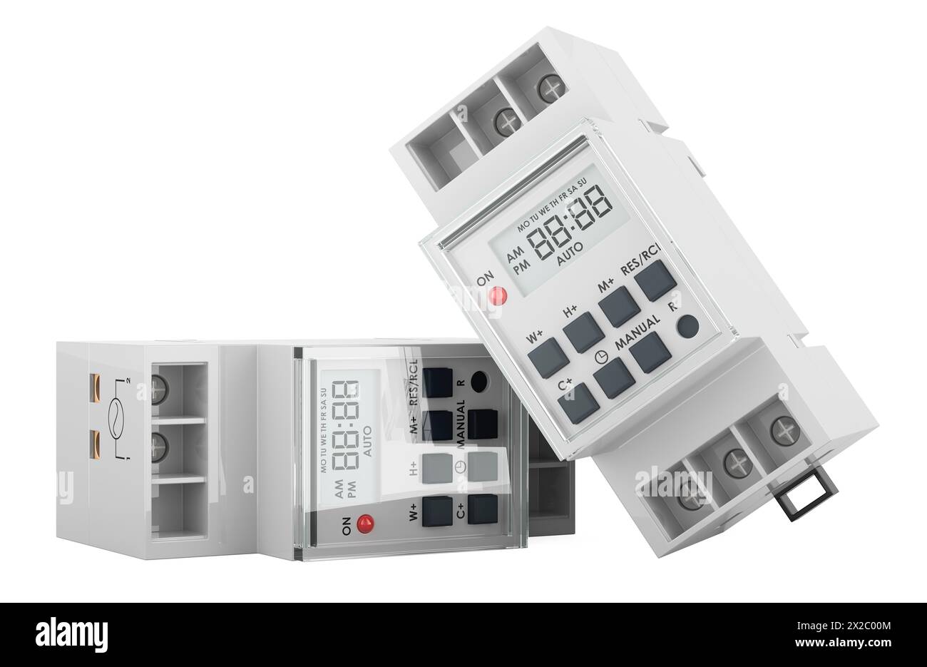 Digital timer switches, 3D rendering isolated isolated on transparent ...