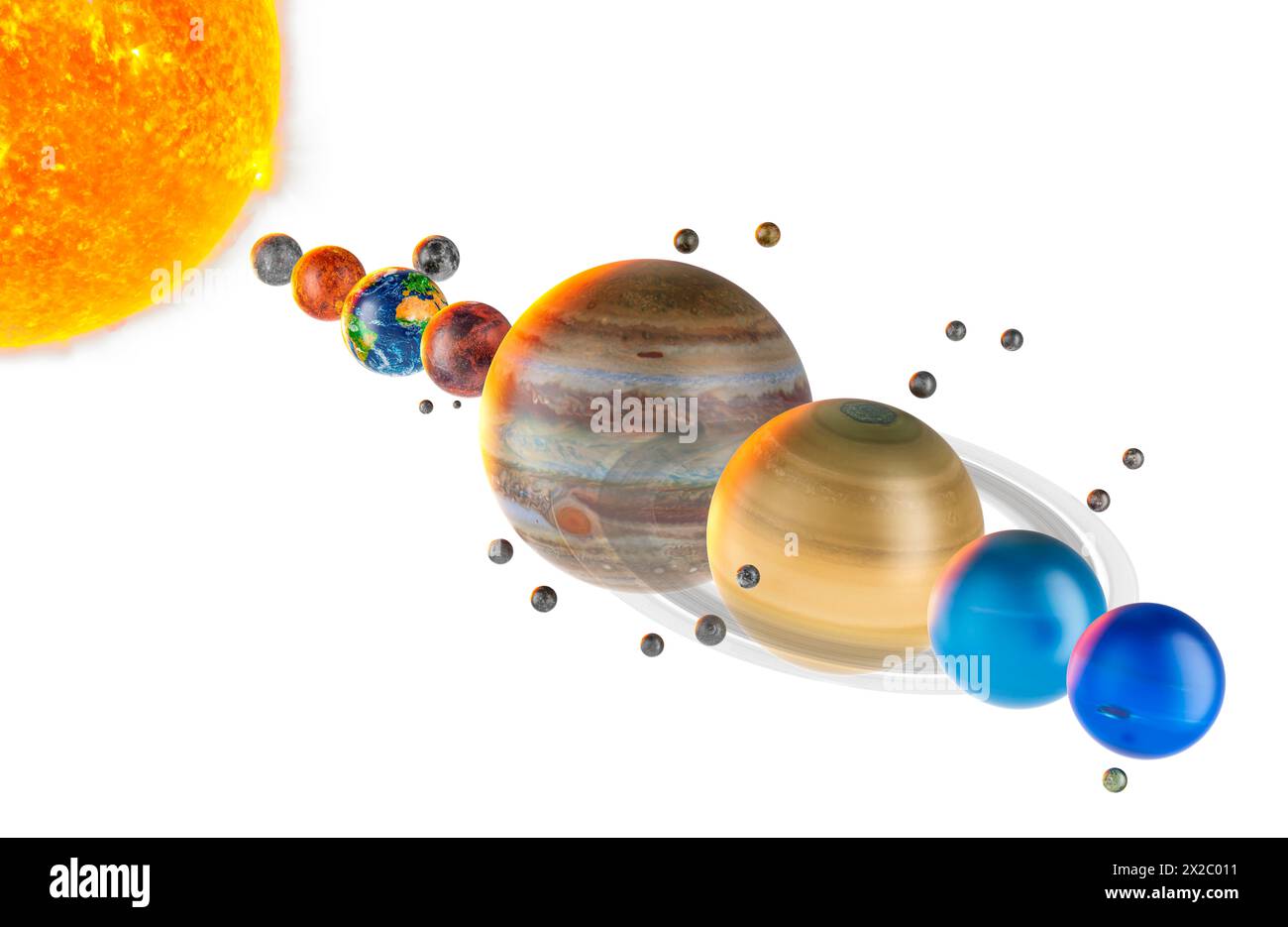 Parade of planets, appulse concept. Planets of Solar system with ...