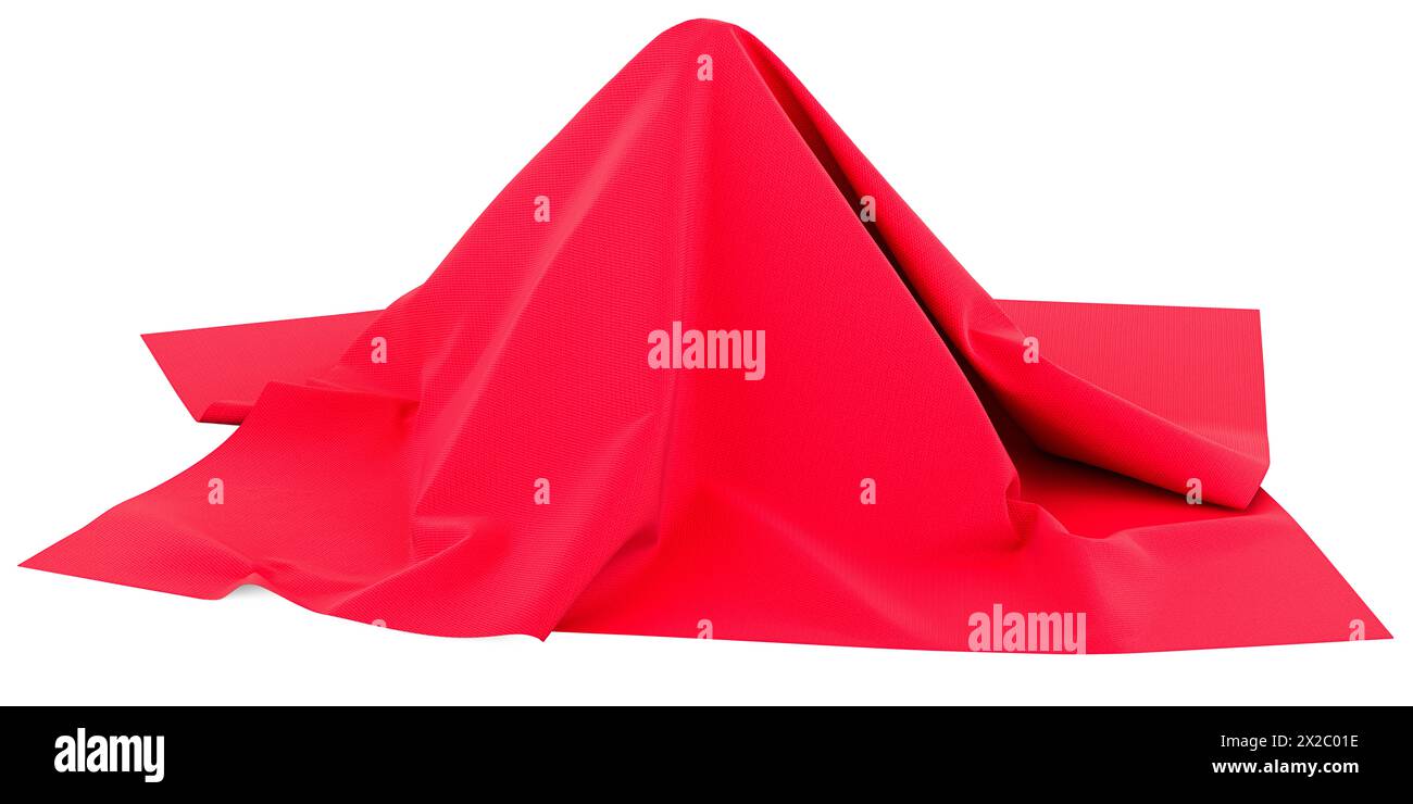 Pyramid covered red fabric, 3D rendering isolated on white background ...