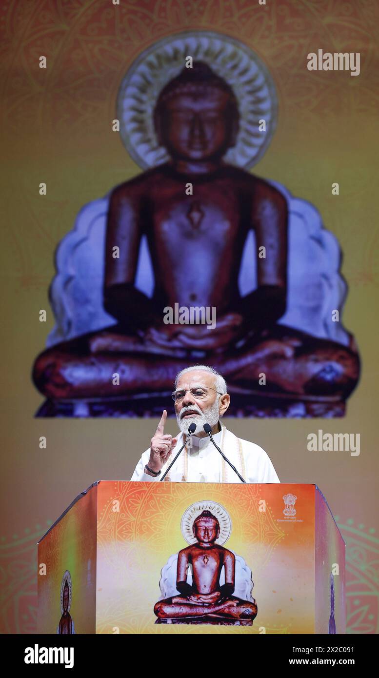 New Delhi, India. 21st Apr, 2024. Indian Prime Minister Narendra Modi ...