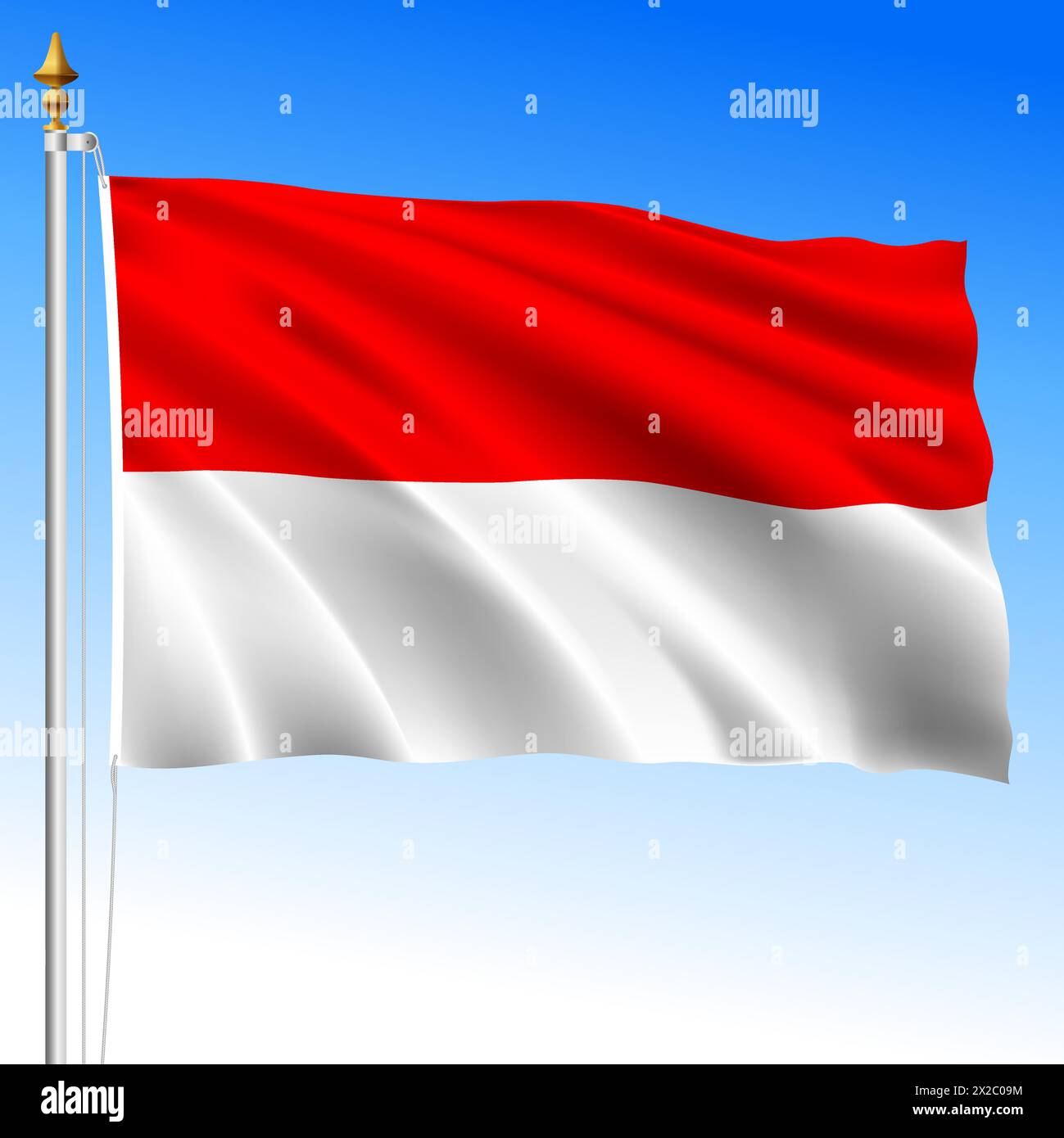 Indonesia Official National Waving Flag Asiatic Country Vector