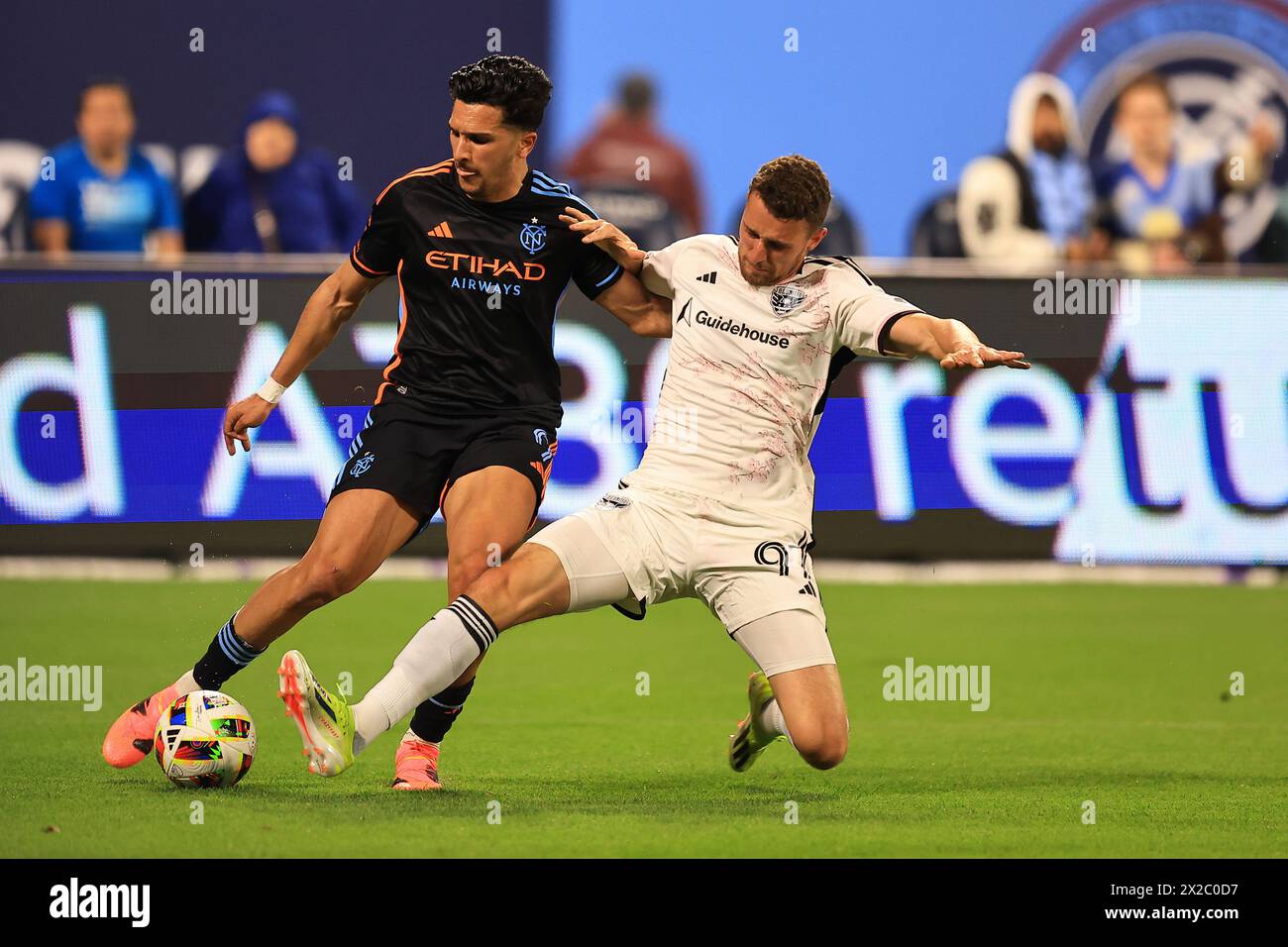 New York City FC forward Monsef Bakrar #9 and D.C. United FC defender ...