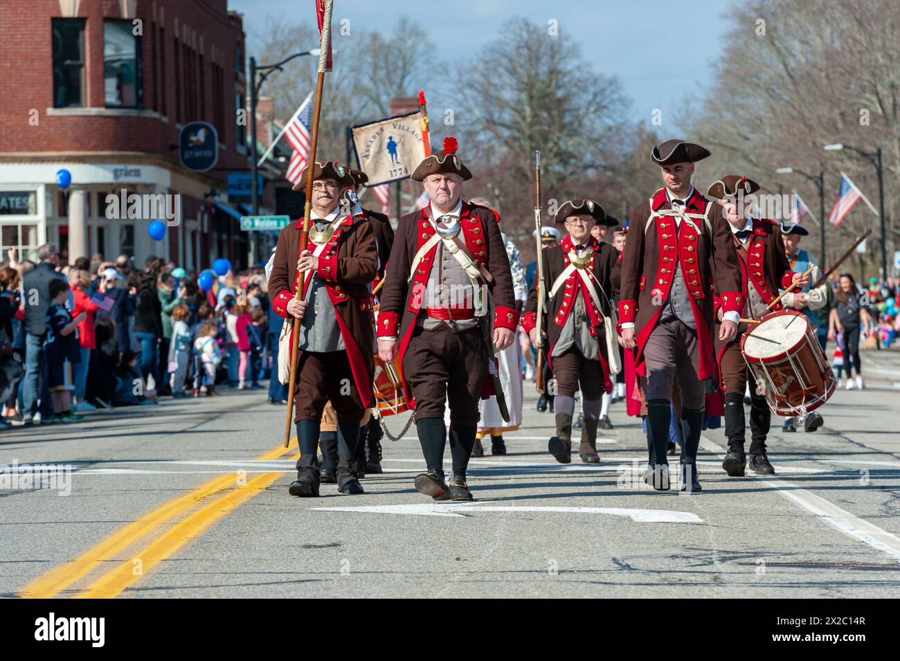 Maynard's Assabet Village Minutemen marching through Concord Center in ...