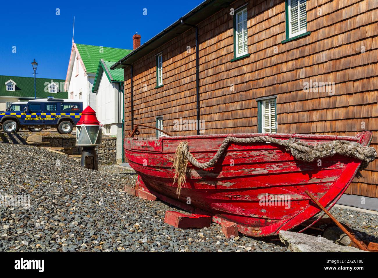 Wooden boat, Historic Dockyard Museum, Port Stanley, Falkland Islands ...
