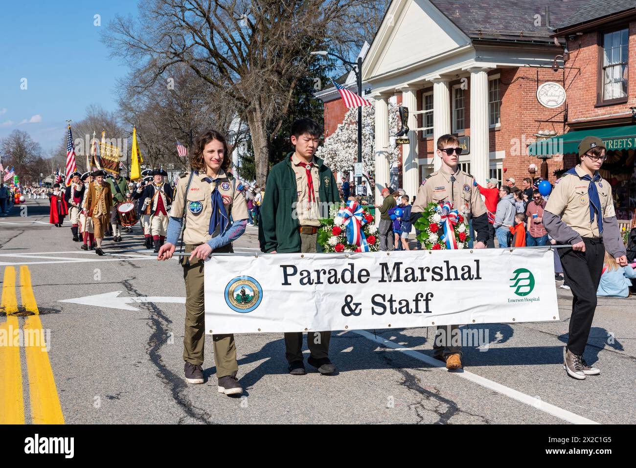 Concord Boy Scouts carrying the Parade Marshal & Staff banner through ...