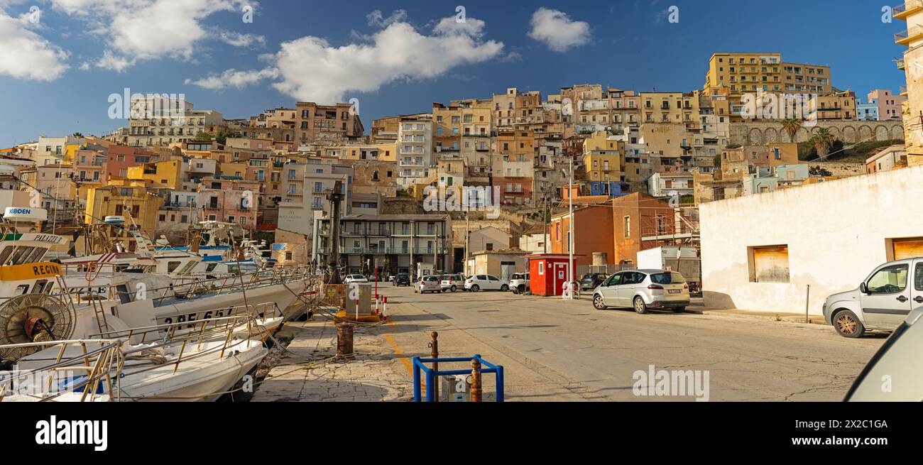 port and town in Sciacca in Sicily Stock Photo - Alamy
