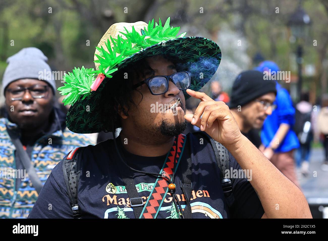 A man smoking weed is dressed for the day at the 420 Festivities at ...