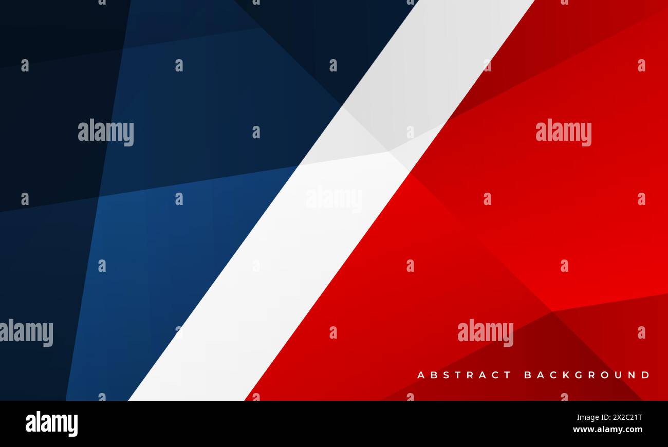 Blue white and red modern abstract background with polygonal 3d ...