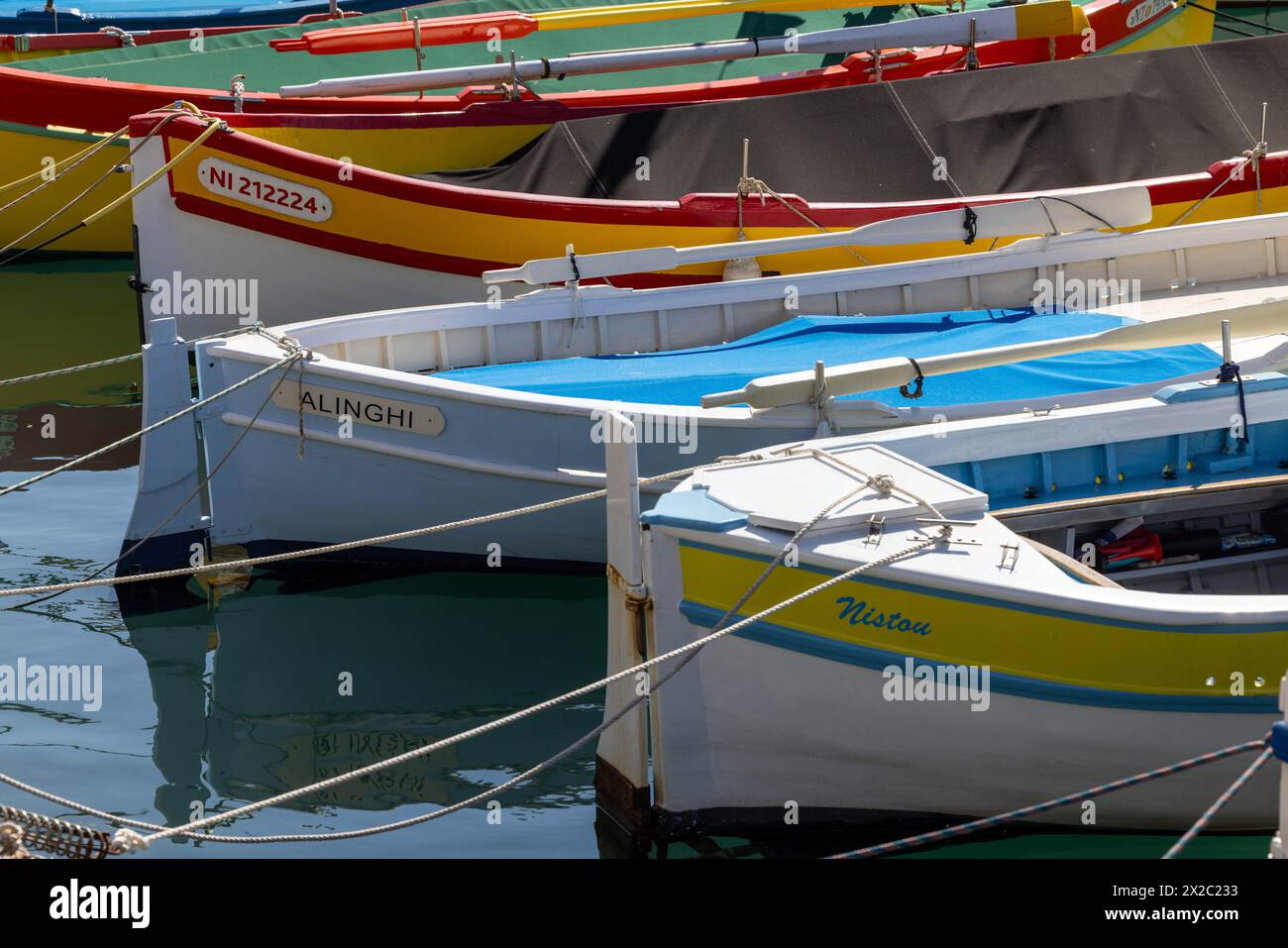 Rowing boats in the harbour at Nice, Cote d'Azur, France Stock Photo ...