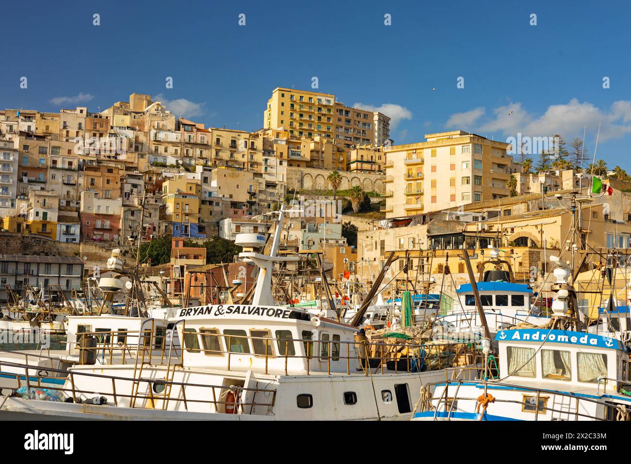 port and town in Sciacca in Sicily Stock Photo - Alamy