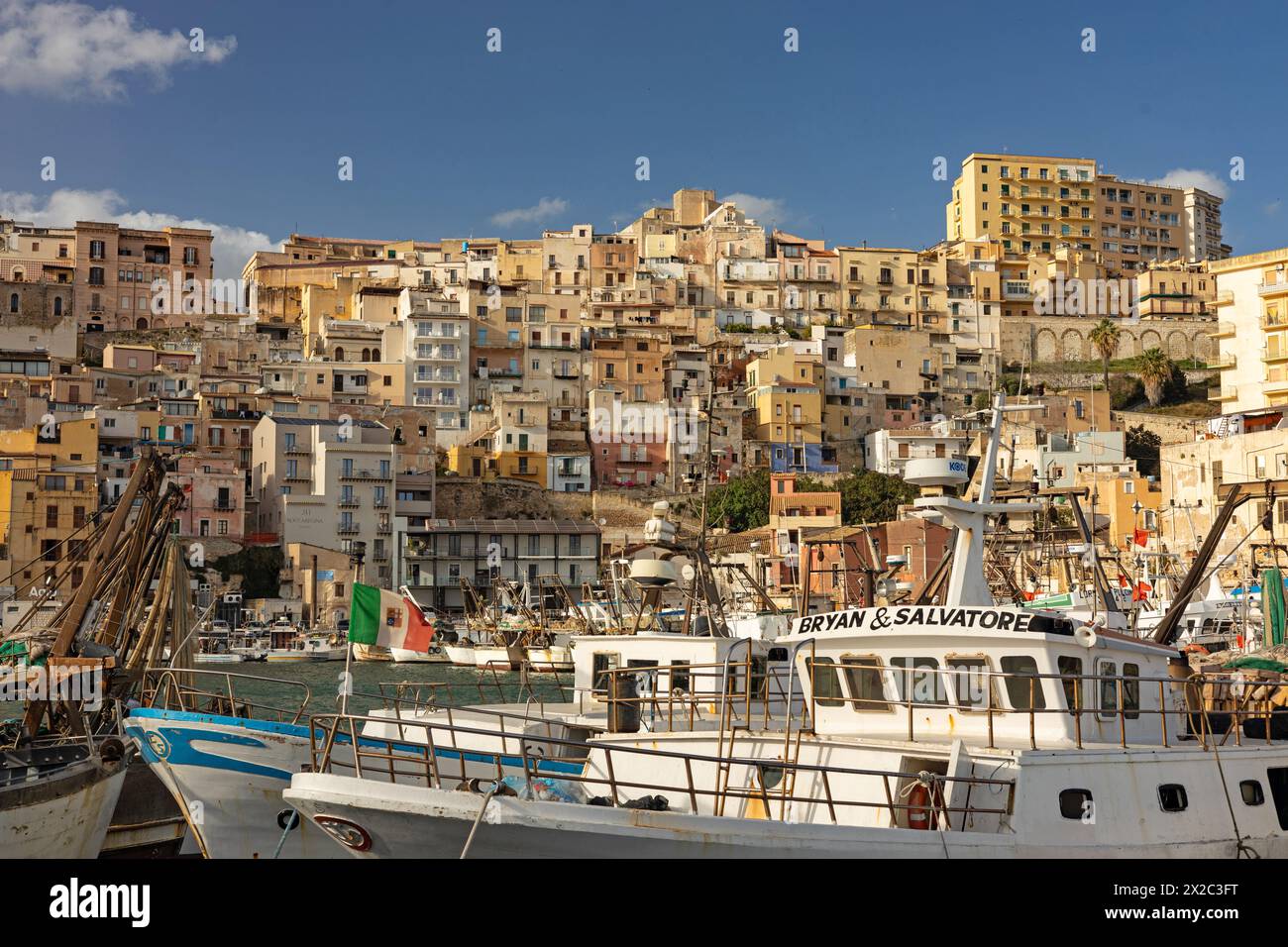 port and town in Sciacca in Sicily Stock Photo - Alamy