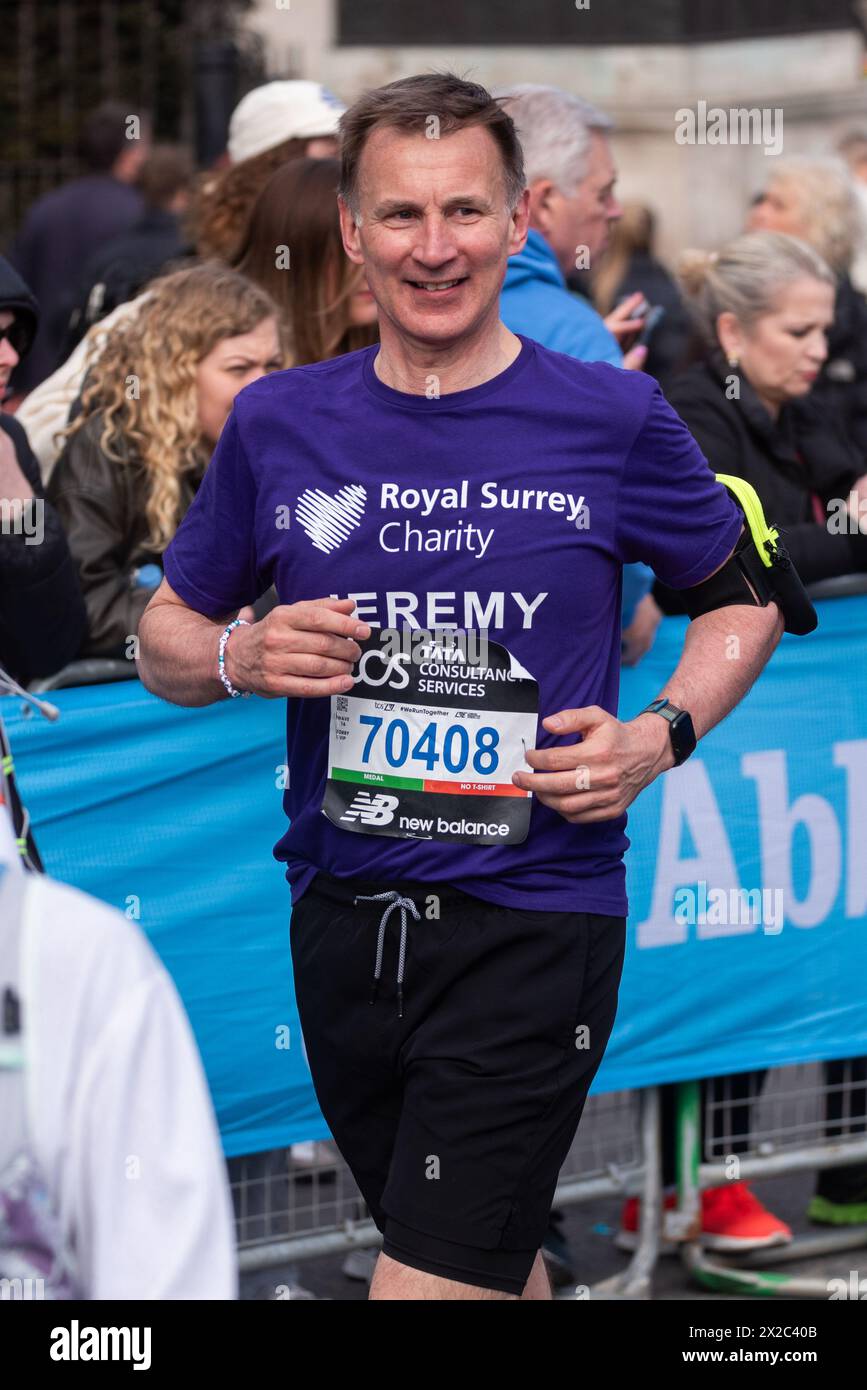 Jeremy Hunt MP competing in the TCS London Marathon 2024 passing ...