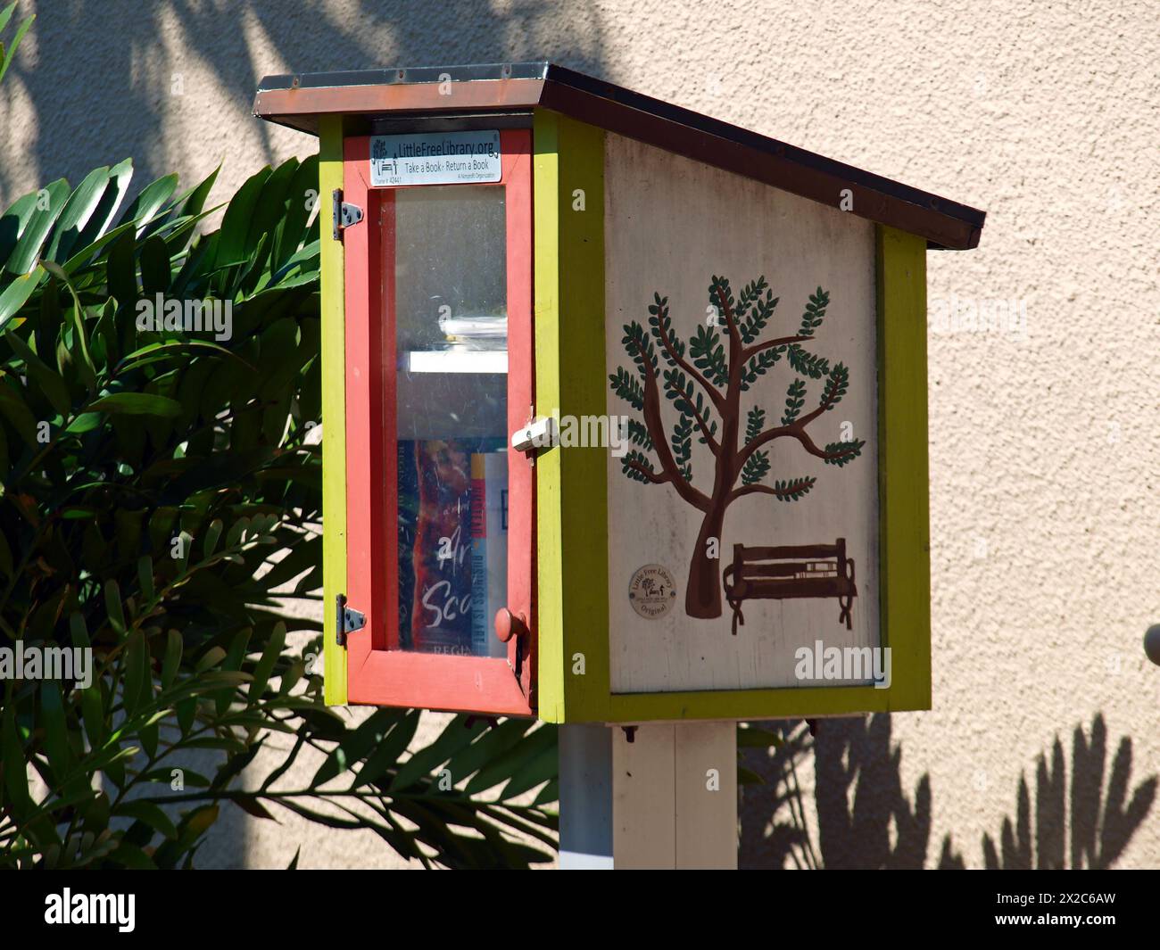 Miami, Florida, United States - April 6, 2024: Little Free Library book ...