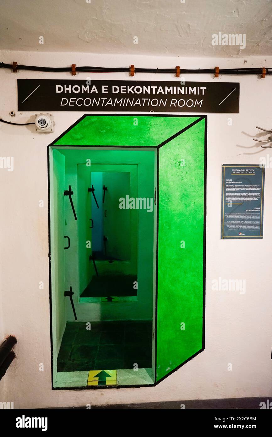 Entrance to the decontamination room of Bunker 2 city of Tirana-Albania ...