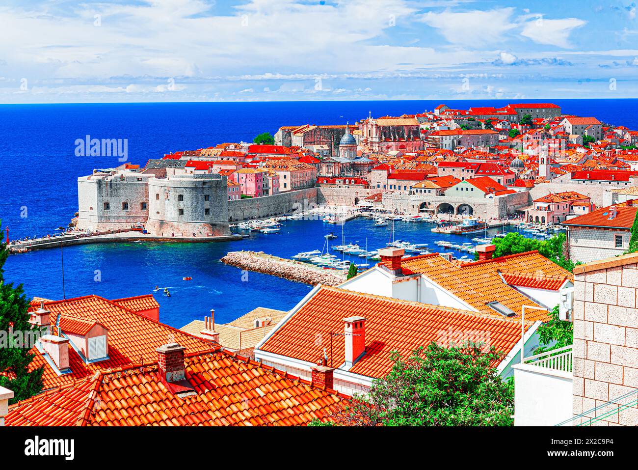 Dubrovnik, Croatia: Aerial view on the old town (medieval Ragusa ...
